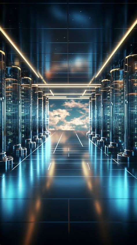 Cloud Computing And Big Data Concept Visualized With Server Racks In 3d Rendering Stock