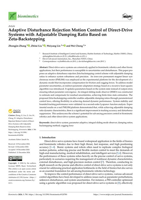 Pdf Adaptive Disturbance Rejection Motion Control Of Direct Drive