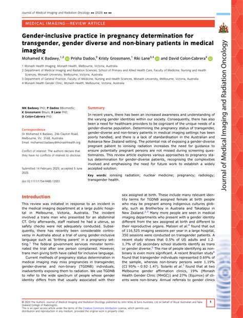 Pdf Gender Inclusive Practice In Pregnancy Determination For