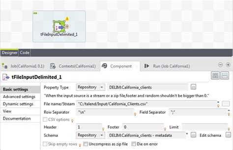 Step 1 Job Creation Input Definition File Reading Data Integration Job Examples Help