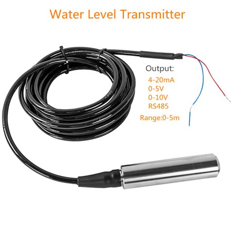 Water Level Transmitter 2m 3m 5m Range Submersible Hydrostatic Sensor Pressure Transmitter 4