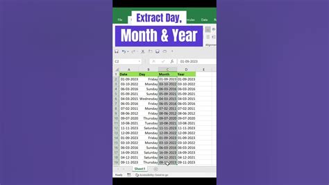 excel interview question extract day month and year excel