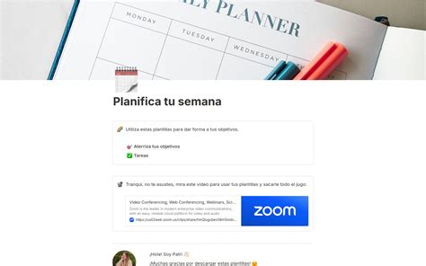 Plantilla Planifica Tu Semana De Manera Sencilla De Patricia Mora Notion Marketplace