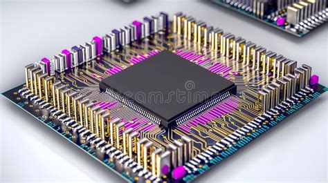 Close Up Of A Sleek Microprocessor Circuit Board Stock Illustration
