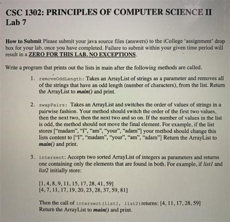solved csc 1302 principles of computer science ii lab 7 how