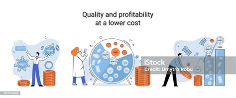 저렴한 비용으로 품질과 수익성을 제공합니다 사업가는 재정적 성장을 관리합니다 템플릿 투자 개념에 대한 스톡 벡터 아트 및 기타 이미지 Istock
