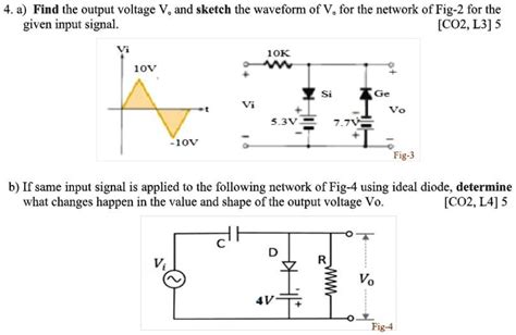 Solved 4a Find The Output Voltage Vo And Sketch The Waveform Of V