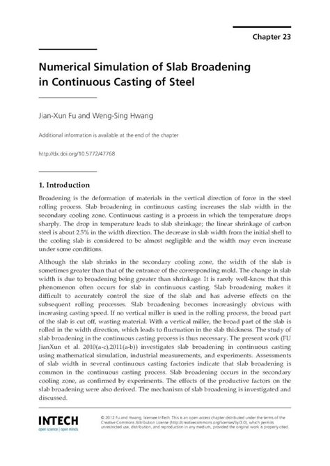 Pdf Numerical Simulation Of Slab Broadening In Continuous Slab