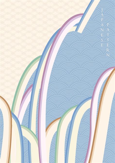 Abstract Art Background With Geometric Pattern Vector In Vintage Style Colorful Japanese Wave