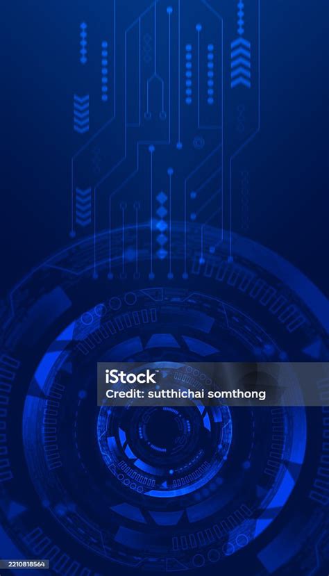 디지털 전자 기술 개념 배경 모션 블러 회로 기판 Ondark Blue 배경 및 수직 배너 0명에 대한 스톡 벡터 아트 및 기타 이미지 Istock