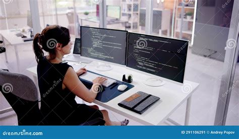 Software Programmer Or Coder Woman Stock Image Image Of Computer