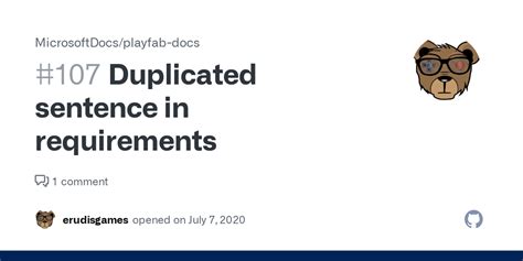 Duplicated Sentence In Requirements · Issue 107 · Microsoftdocsplayfab Docs · Github