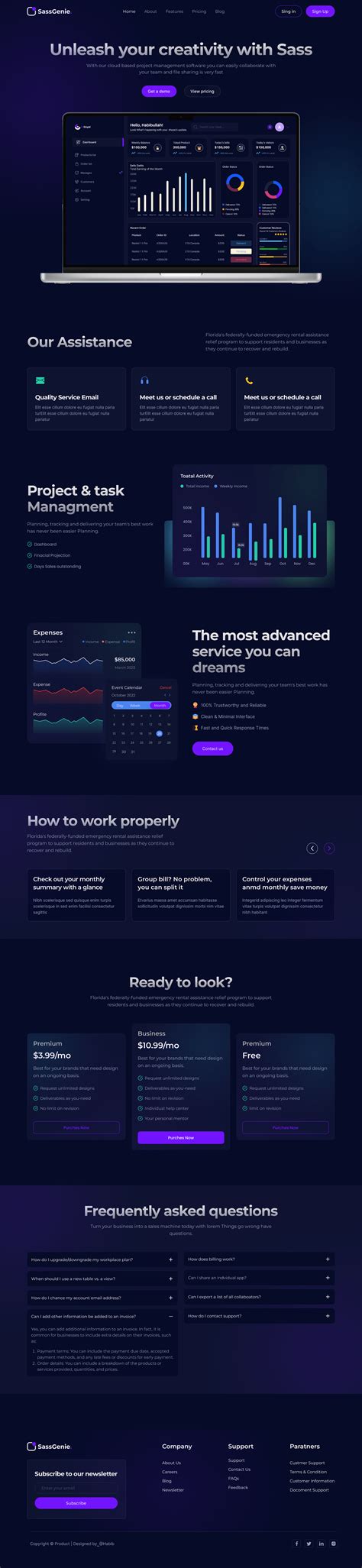 Sass Landing Page On Behance