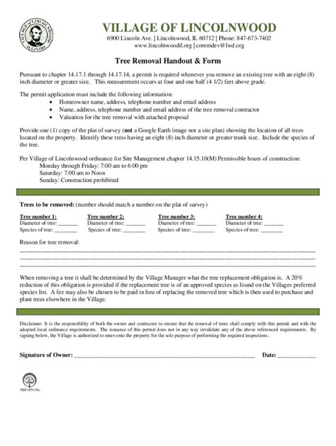 Fillable Online Tree Removal Handout Form Fax Email Print PdfFiller