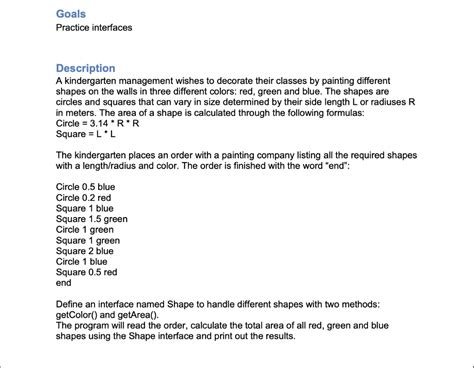 Solved Goals Practice Interfaces Description A Kindergarten