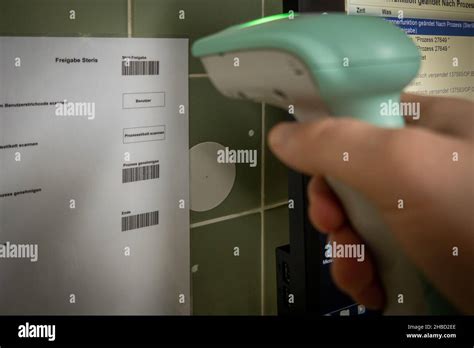A Barcode Is Scanned With A Barcode Scanner Stock Photo Alamy