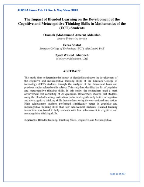 Pdf The Impact Of Blended Learning On The Development Of The Cognitive And Metacognitive