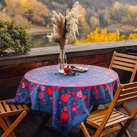 ძველი სუფრა სუფრა ბროწეულები ლურჯი 140 X 140 სმ Veli Store