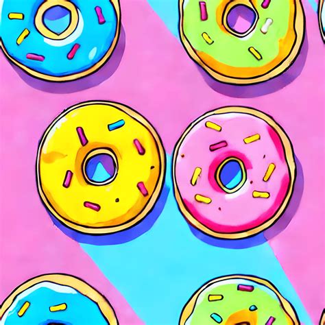 Cute Donuts Colorful Illustration Cartoon Offset Grid · Creative Fabrica