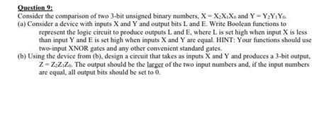 Solved Question 9 Consider The Comparison Of Two 3 Bit