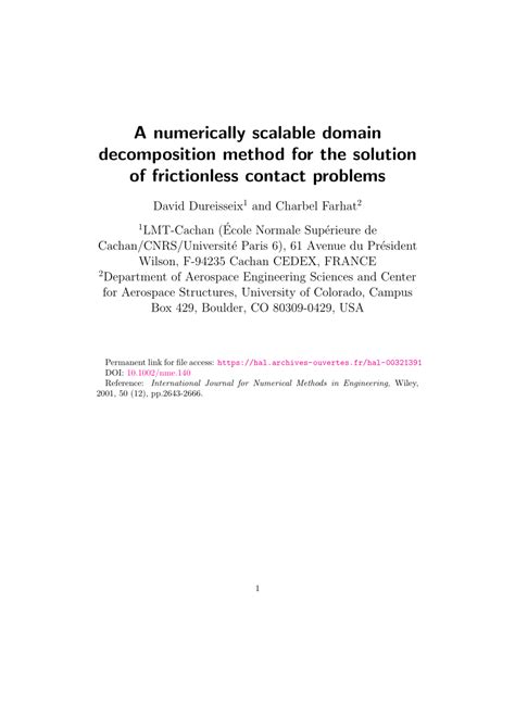 pdf a numerically scalable domain decomposition method for solution