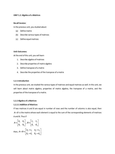 121 Equality Of Matrices Pdf Matrix Mathematics Mathematics
