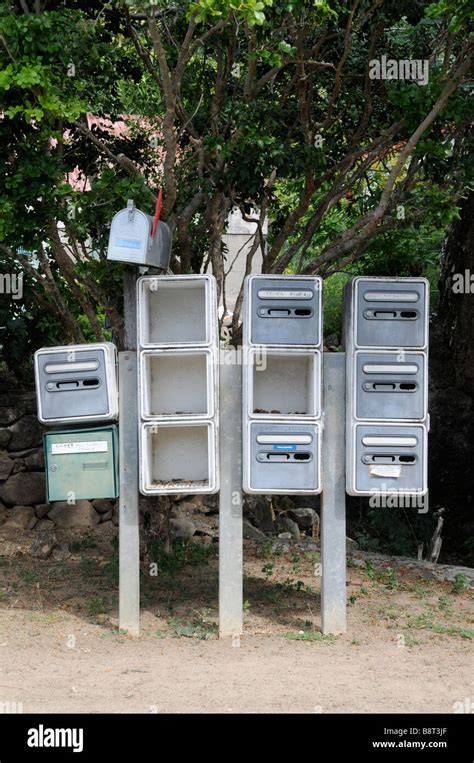 Mailboxes By The Side Of The Road Stock Photo Alamy