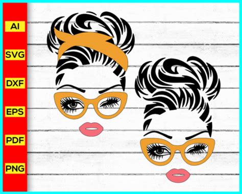 Women With Bandana Svg Women Face Svg Women Svg Bandana Svg Messy