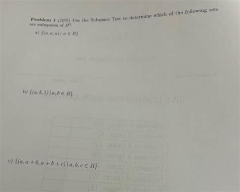 solved problem 1 10 use the subspace test to determine