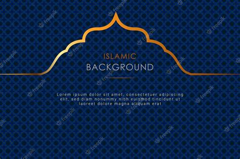 이슬람 패턴과 장식 장식이 있는 아랍어 파란색과 황금색 고급 배경 프리미엄 벡터