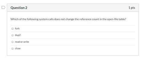 Solved Question 2 1 Pts Which Of The Following System Calls