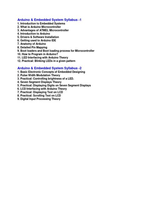 Syllabus Pdf Arduino Embedded System