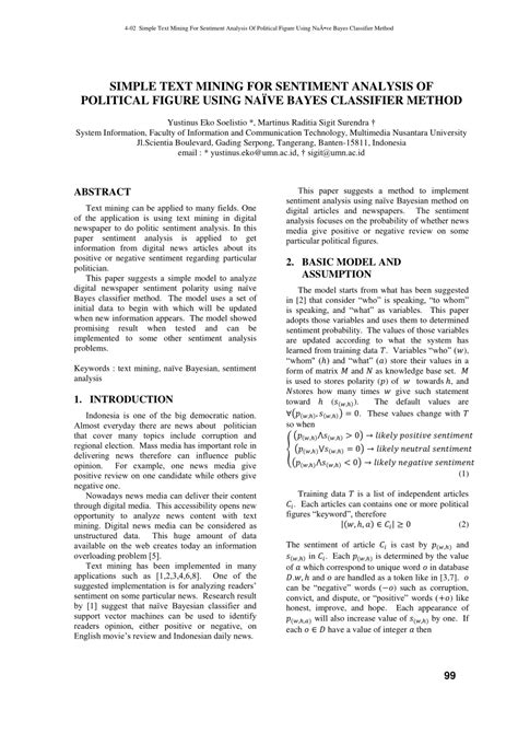 Pdf Simple Text Mining For Sentiment Analysis Of Political Figure Using Naive Bayes Classifier