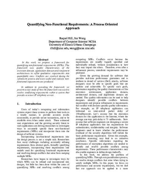 Pdf Quantifying Non Functional Requirements A Process Oriented Approach