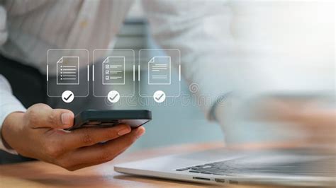 Businessman With A Document Management System Dms Streamline Online Docs Enhance File