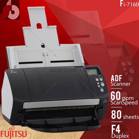 Scanner Fujitsu Fi 7160 Fi7160 Fi 7160 Scanner Dokumen 60 Ppm Scanner Adf Scanner F4