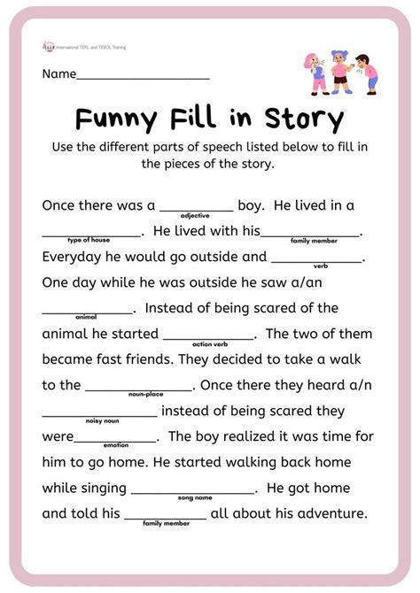 Funny Fill In Story Worksheet