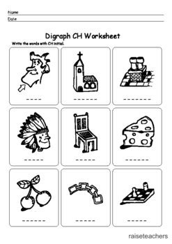 Diagraph CH Initial And Final Writing Words Worksheet Answer Key Included