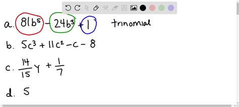solved determine if each of the following polynomials is a monomial