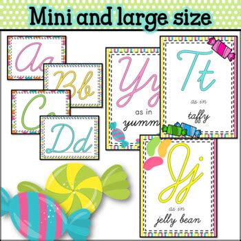 Cursive Alphabet Posters Candy Theme By ELEMENT Of FUN TpT
