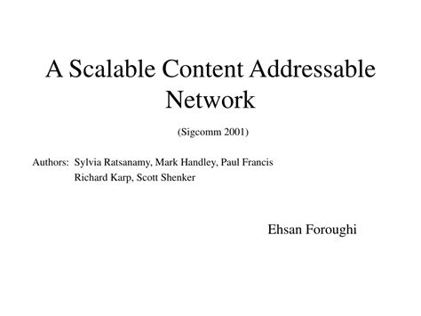 Ppt A Scalable Content Addressable Network Powerpoint Presentation