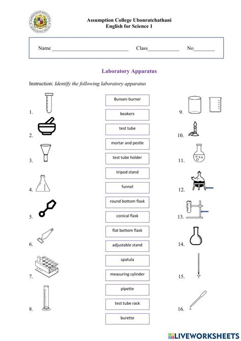 1180886 Laboratory Apparatus Worksheet Sherwin