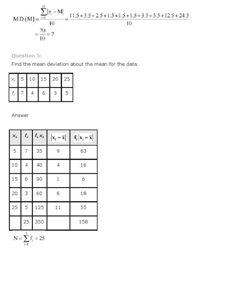 Statistics Class 11 Mathematics Ncert Solutions