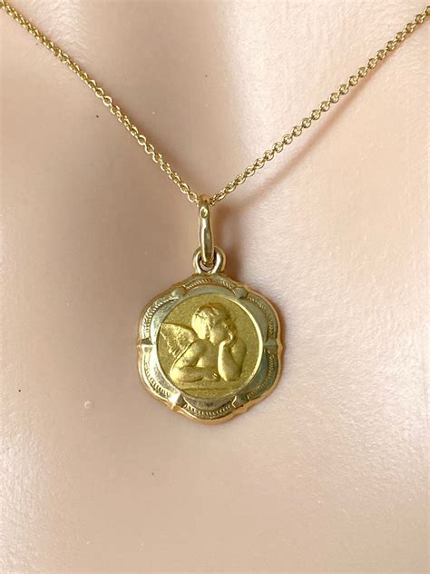 14k Guardian Angel Solid Gold Angel Pendant Guardian Angel Necklace