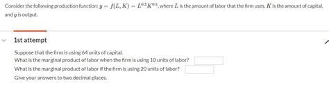 Solved Consider The Following Production Function