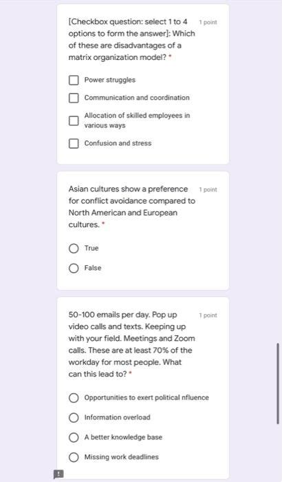 Solved Do Checkbox Question Select 1 To 4 1 Point Options
