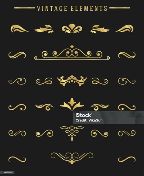 빈티지 장식품 비네팅 세트 꽃 요소 디자인 초대 인사말 카드 바로크 양식에 대한 스톡 벡터 아트 및 기타 이미지 바로크 양식 디자인 만연체 Istock