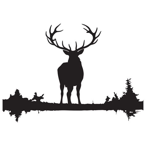 Large Male Bull Elk Bugling Silhouette White Background 48056341 Vector