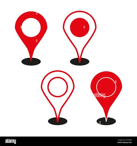 Red Location Pin Navigation Pointer Set Simple Map Markers Vector Symbol Group Stock Vector