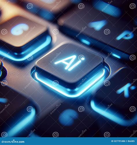 Illuminated Laptop Keyboard With Ai Button Futuristic Depictions Of Artificial Intelligence